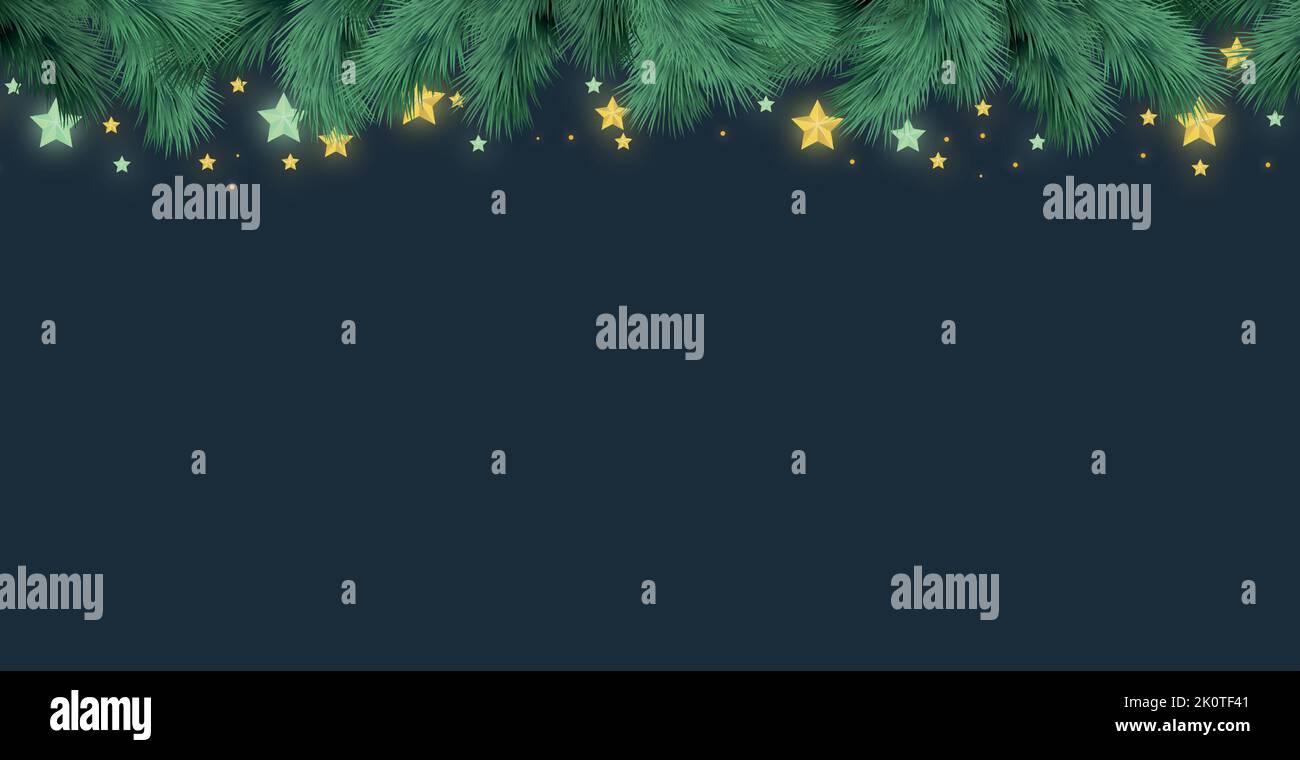 Christmas tree on dark background, web template for holiday promotional ...
