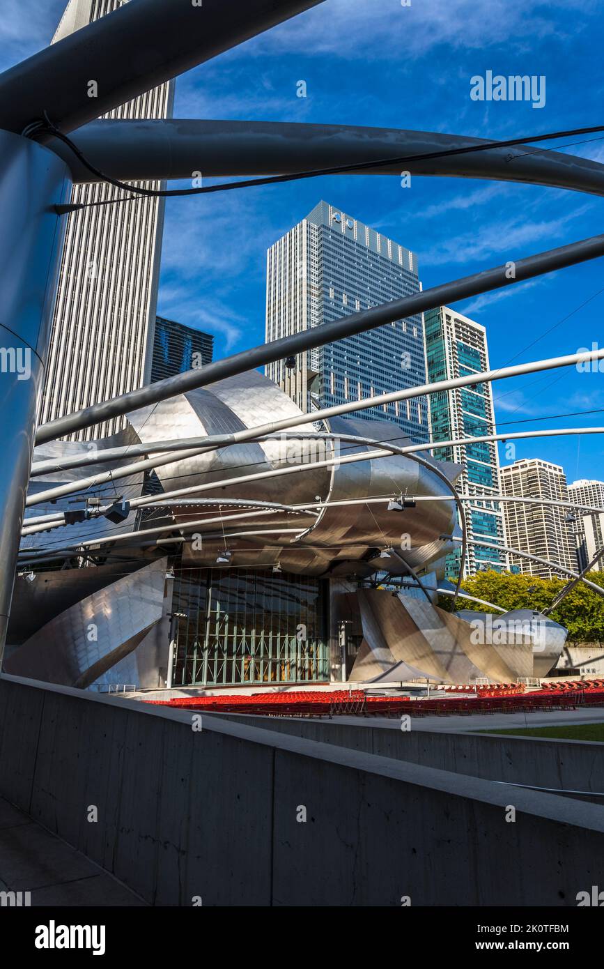 Jay Pritzker Pavilion, designed by architect Frank Gehry, this ...