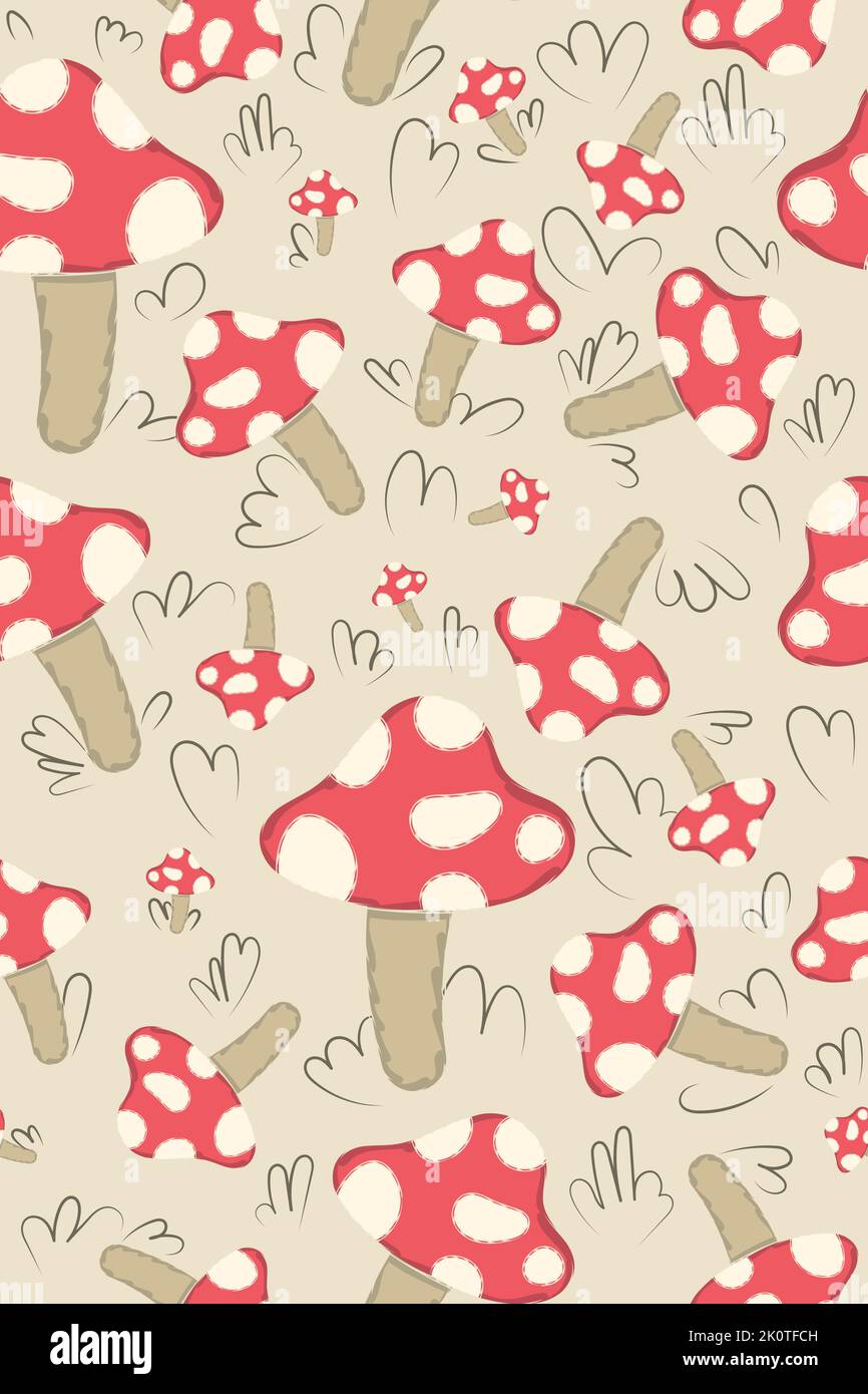 Colored seamless pattern background with mushrooms Vector Stock Vector ...