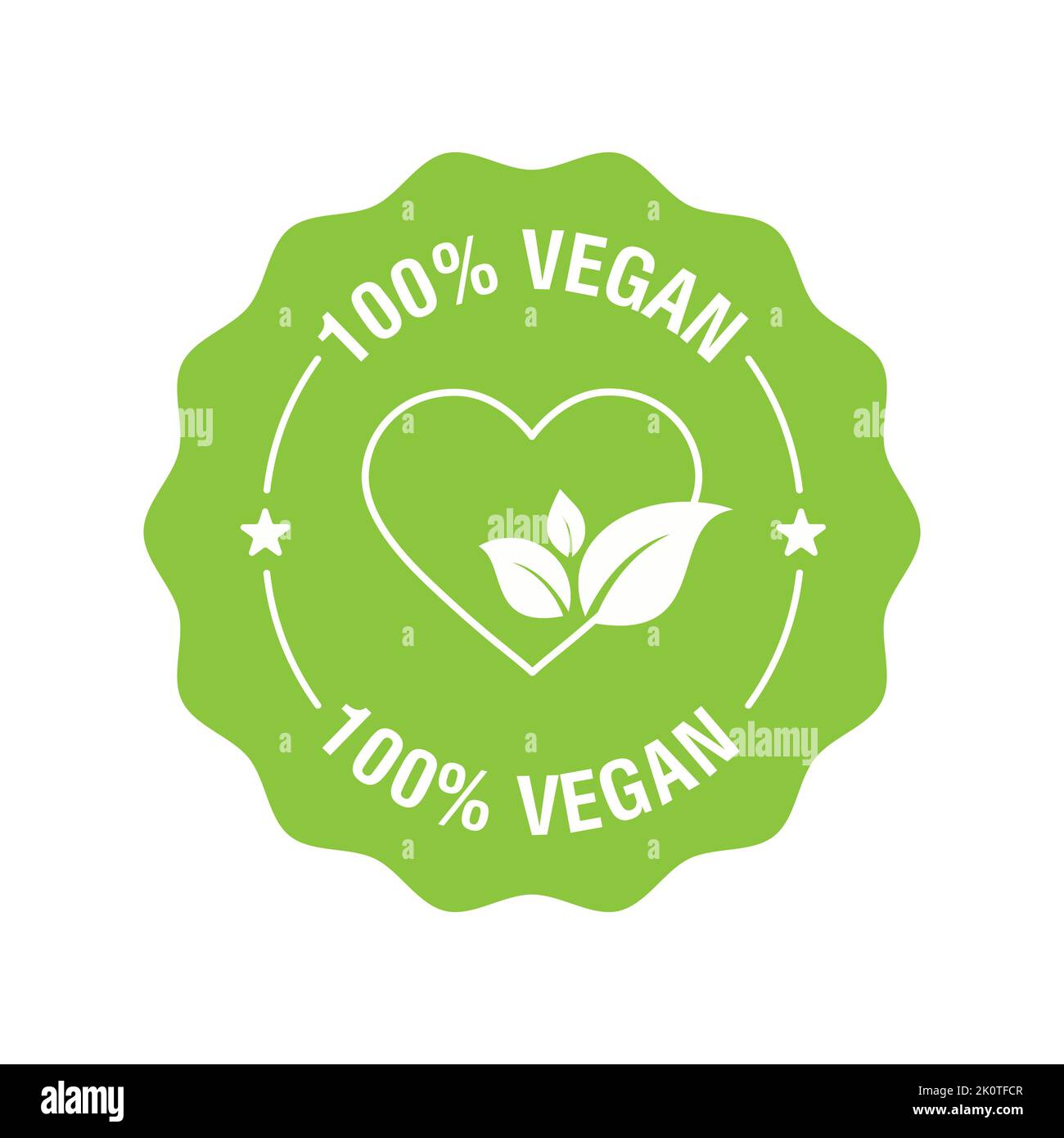 100 percent vegan logo vector icon. Vegetarian organic food label badge ...