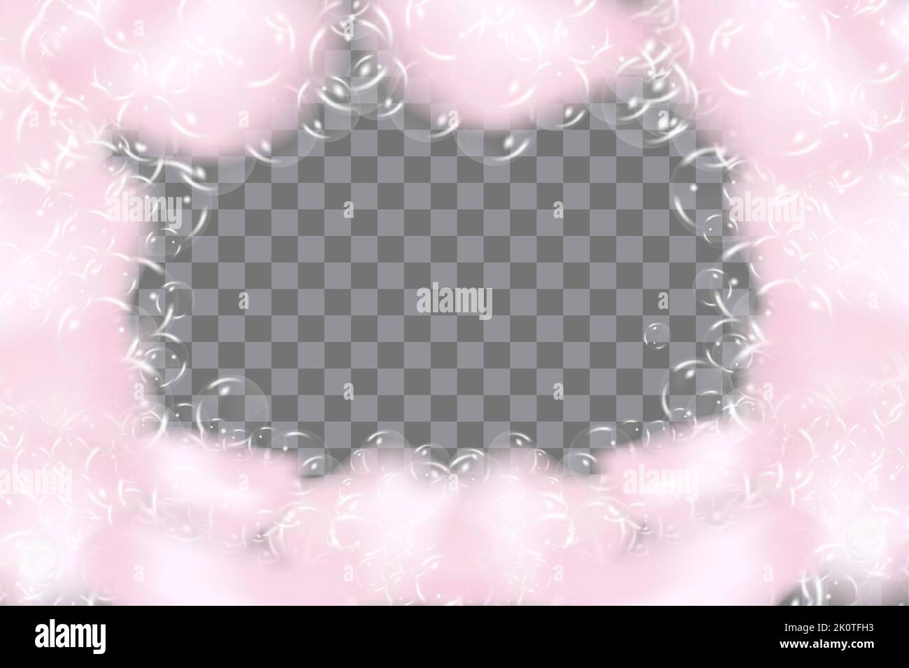 Shampoo bubbles texture.Set of bath pink foam isolated on transparent ...