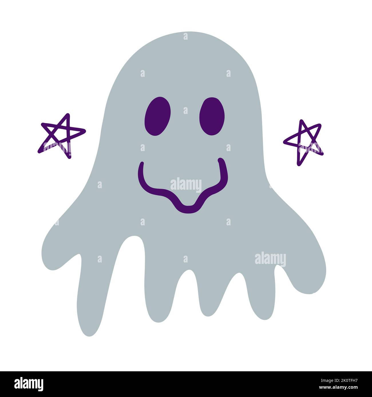 Halloween Ghost Shape, Hand Drawn Cute Spirit Silhouette Stock Vector ...