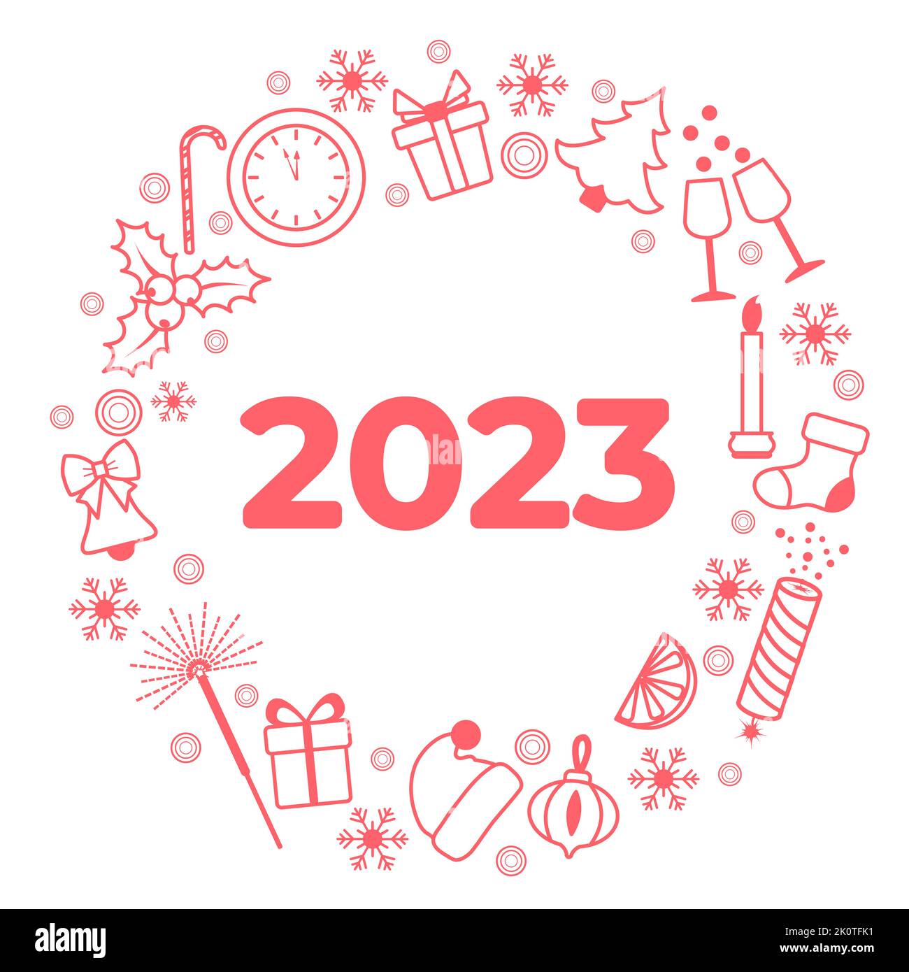 Happy new year 2023, Merry Christmas Vector illustration with Santa hat ...