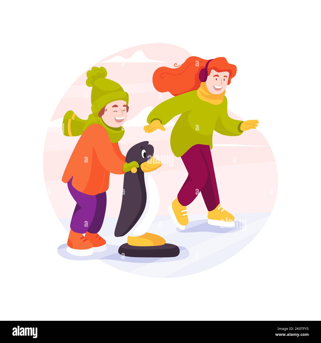 First-time ice skating isolated cartoon vector illustration Stock ...