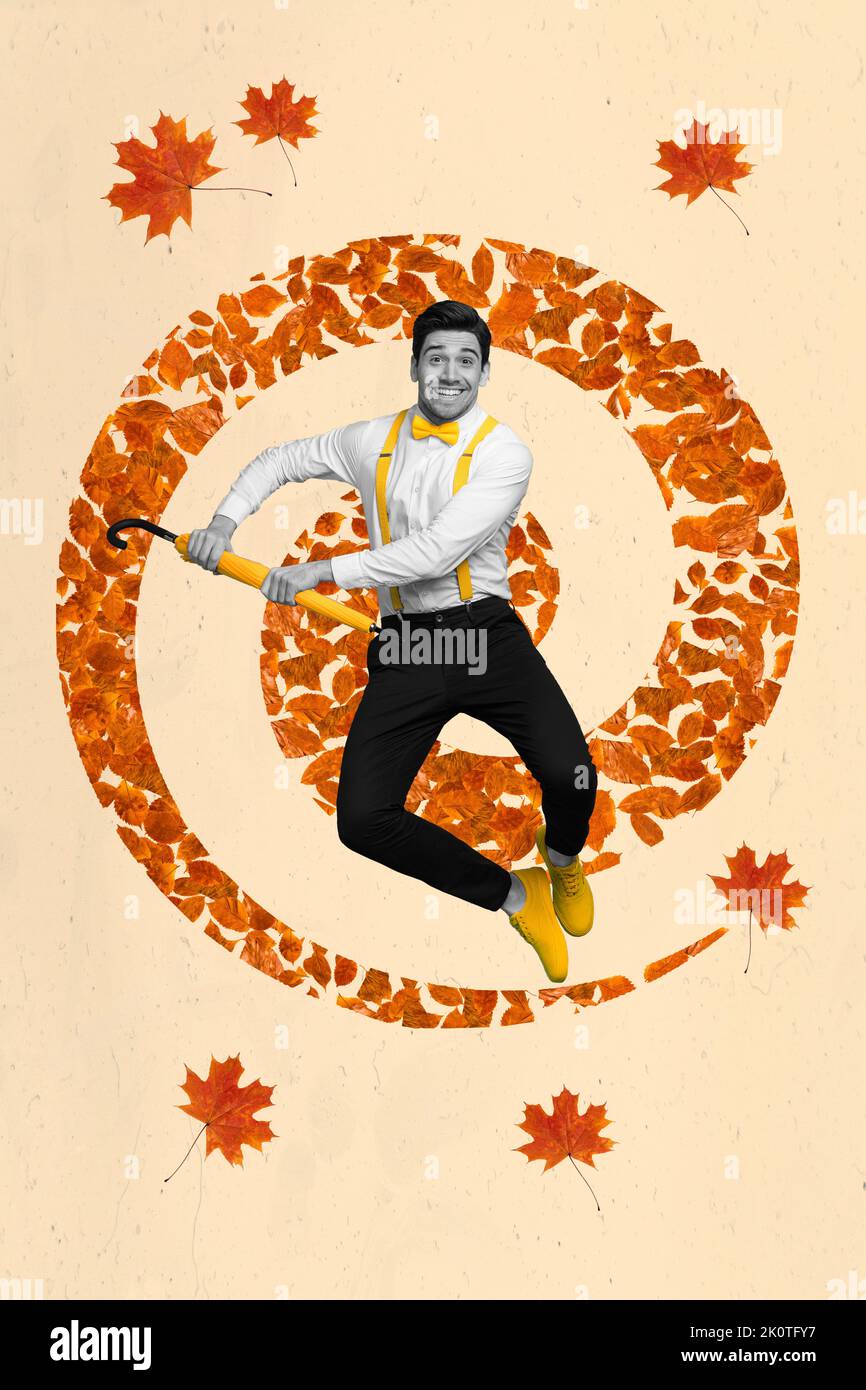 Creative 3d collage artwork poster postcard of handsome man enjoy ...