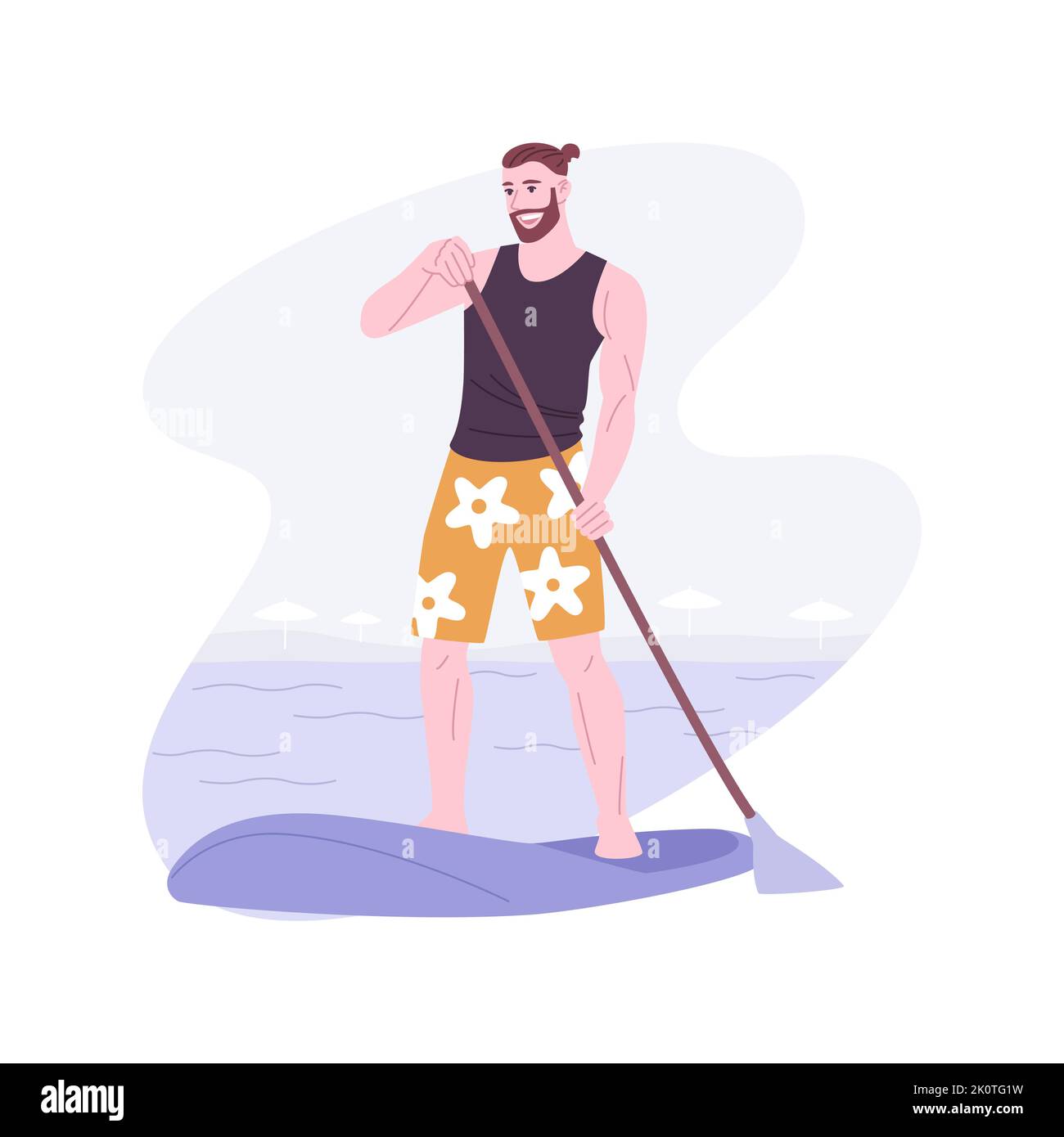 Stand up paddling rental isolated cartoon vector illustrations Stock ...
