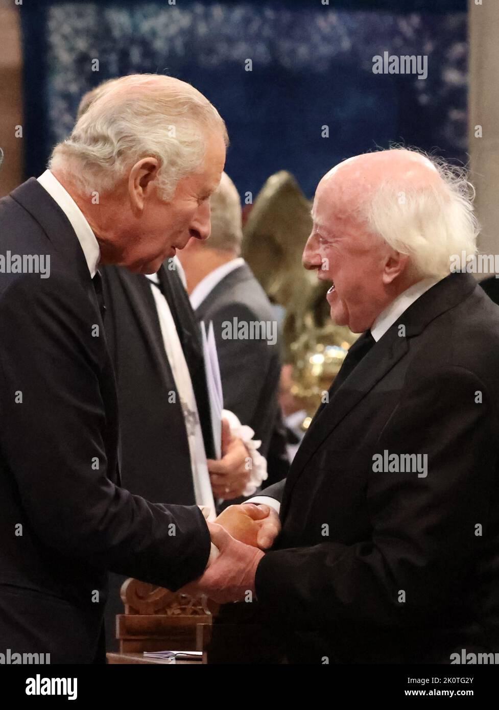 King Charles III meets President Michael D Higgins (right) as they ...