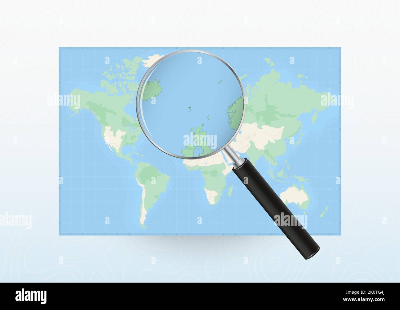 Map Of The World With A Magnifying Glass Aimed At Faroe Islands