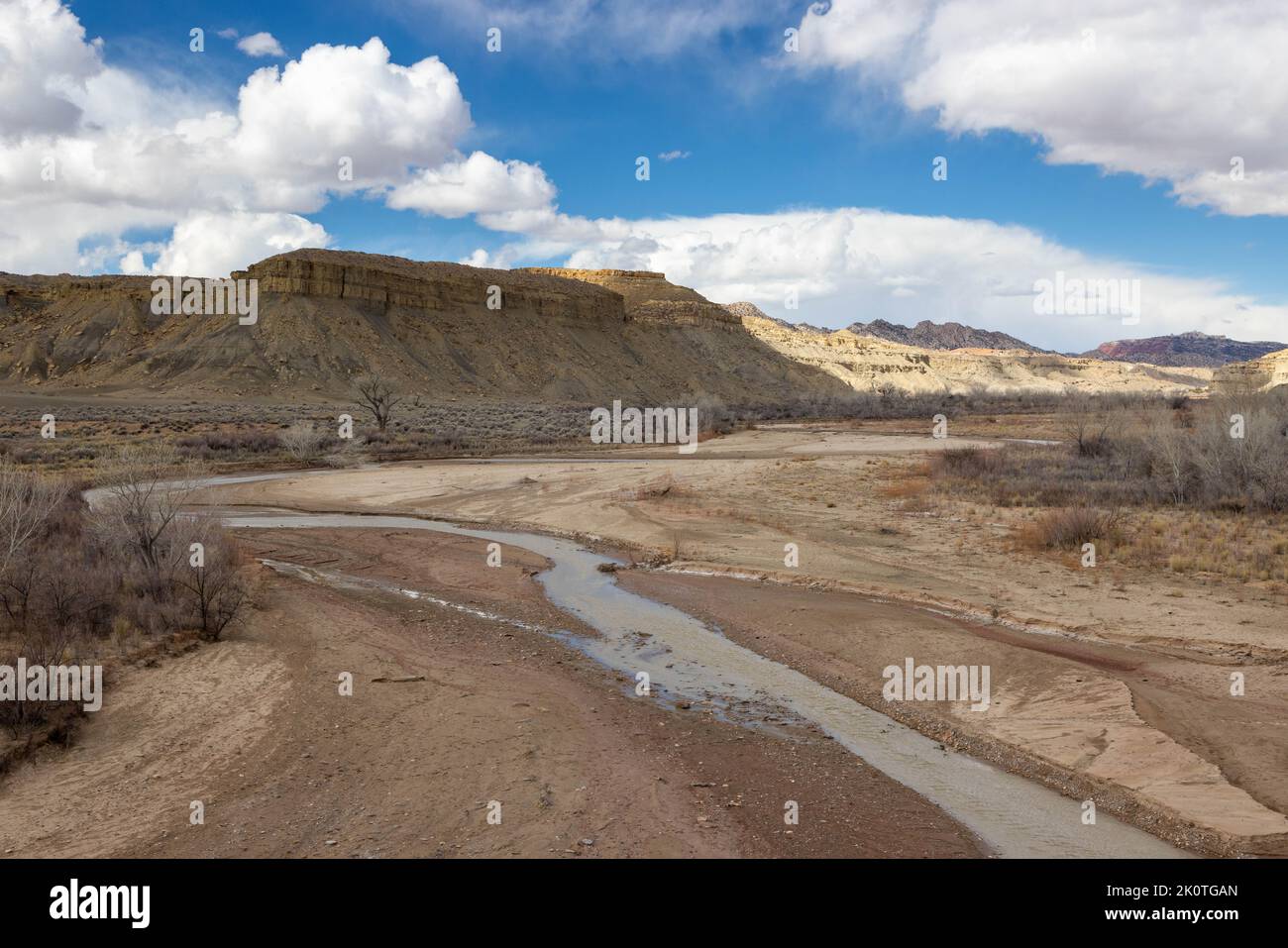 The Paria River cutting through a sandy river bed below the Tropic ...