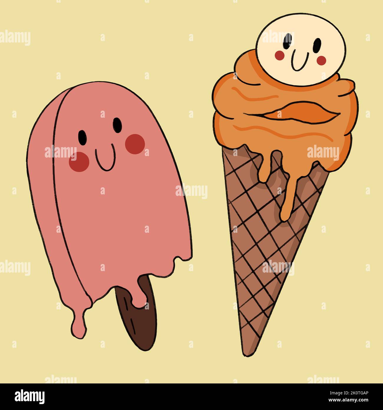 Halloween ghost cute two ice cream illustration Stock Vector Image ...