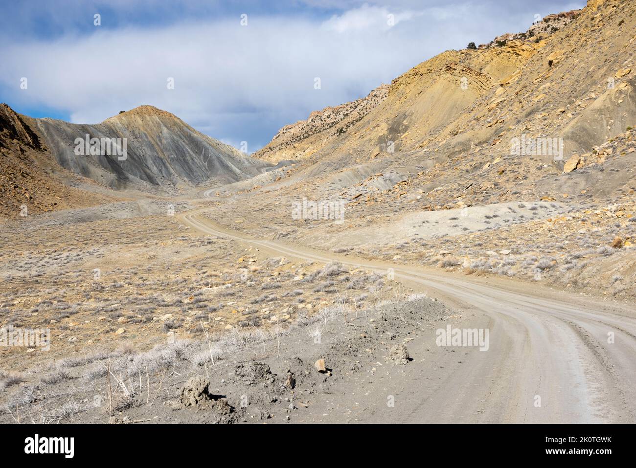Cottonwood Canyon Road passing through the Tropic Shale formation along ...