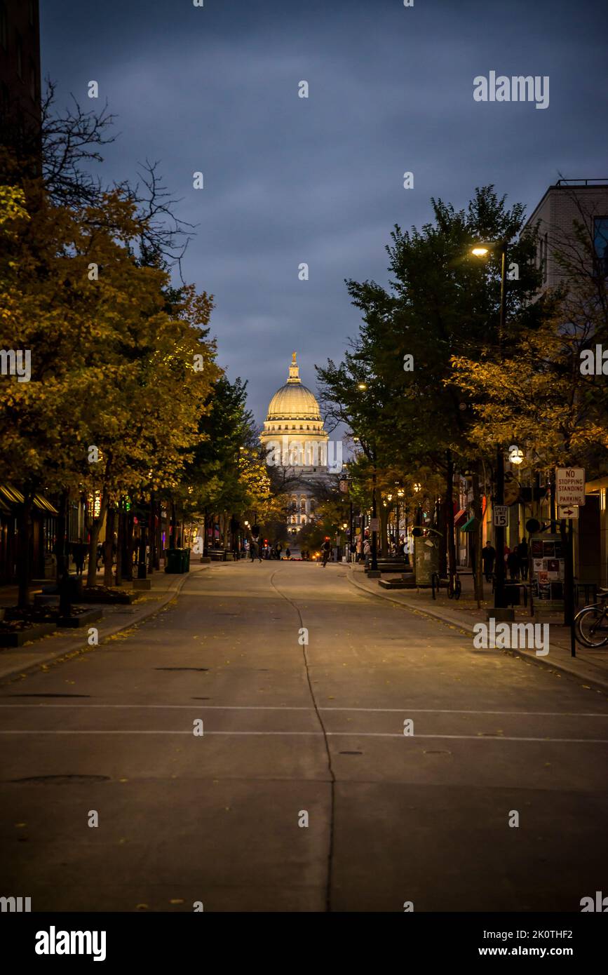 View of Wisconsin State Capitol from State Street in downtown, Madison ...