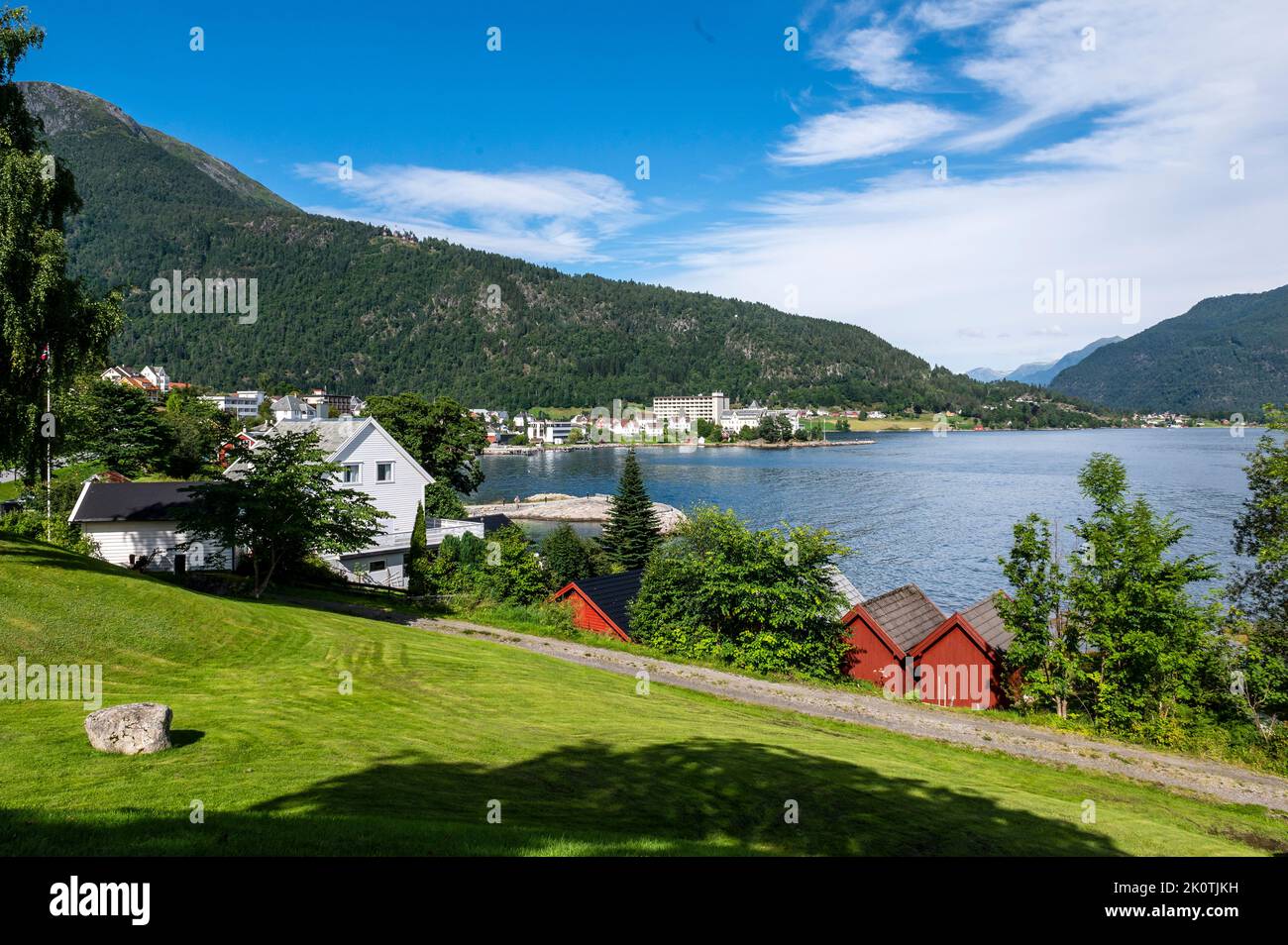 Balestrand with views of the Sognefjord Fjord Stock Photo - Alamy