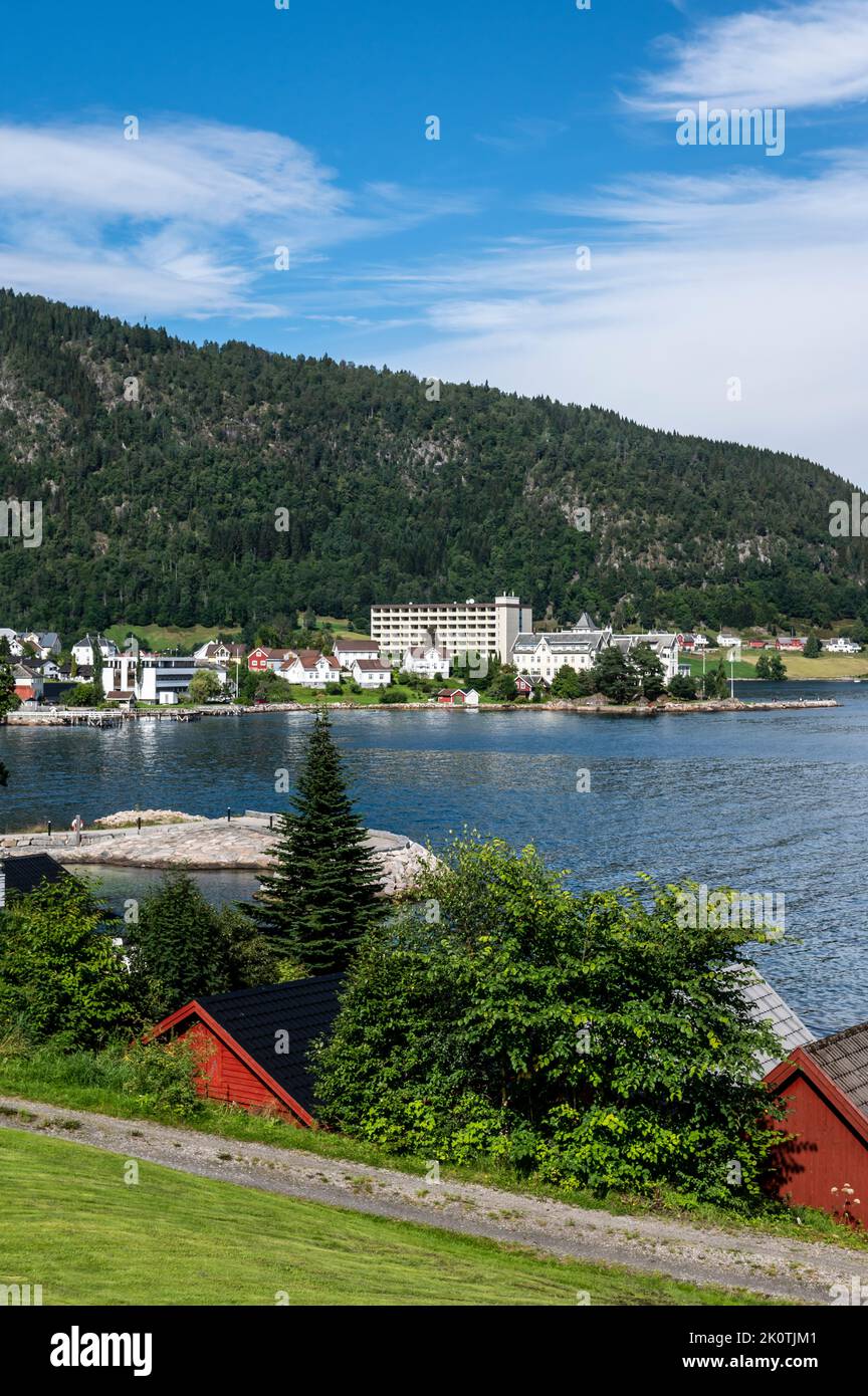 Balestrand with views of the Sognefjord Fjord Stock Photo - Alamy