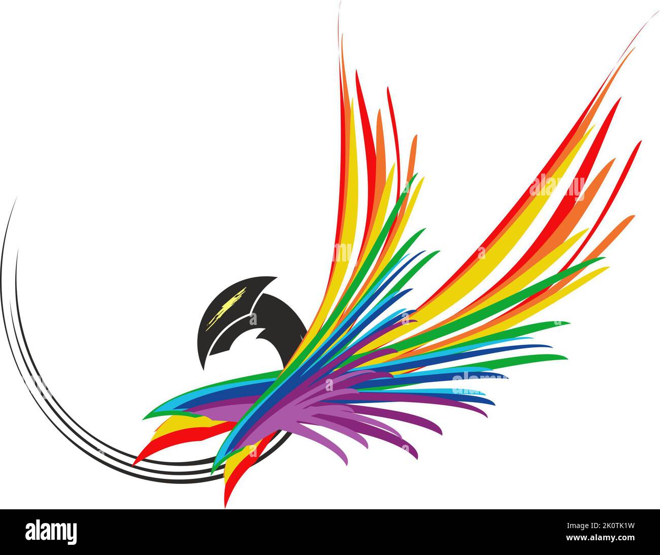 Rainbow bird logo concept isolated on a white background. Twirled eagle ...