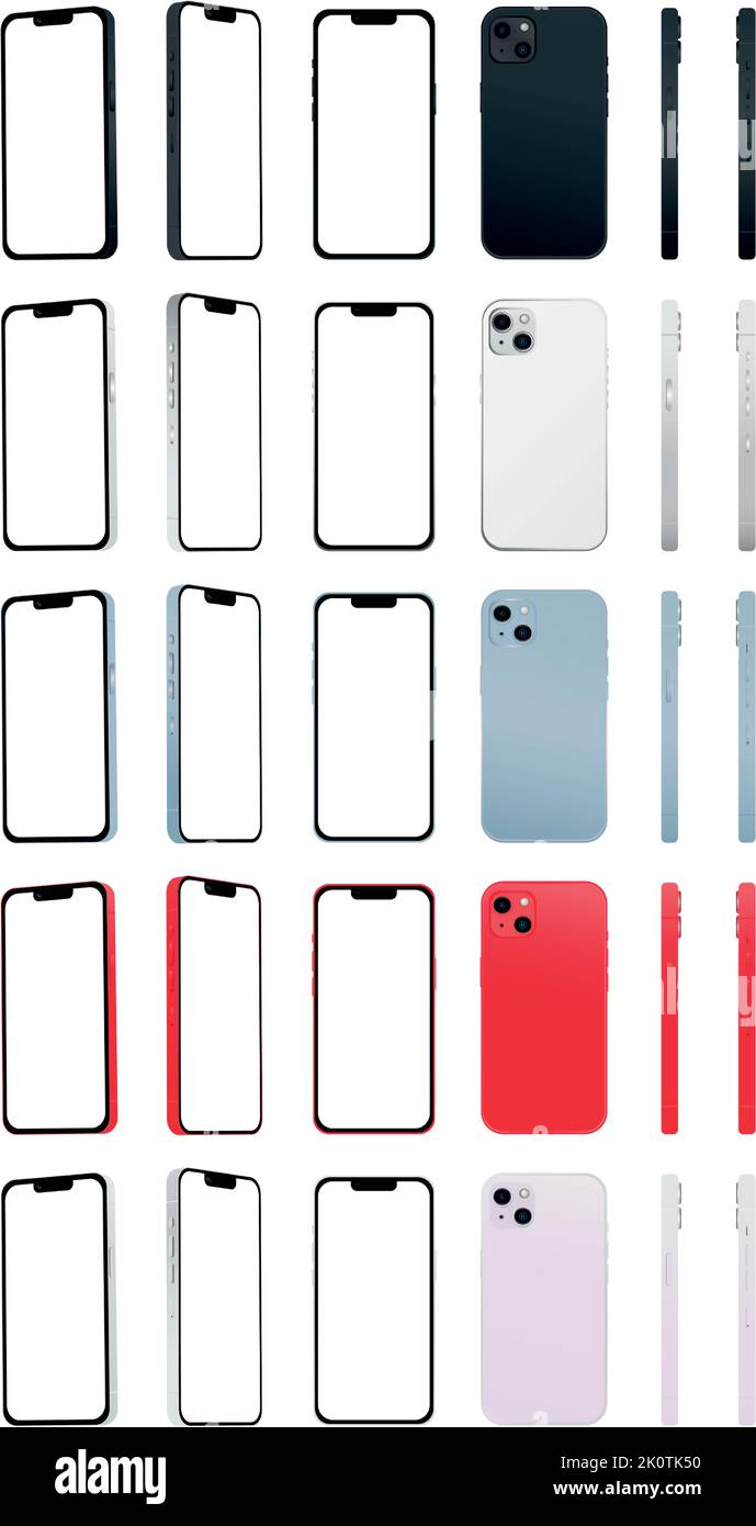 Set of 30 pcs novelty modern smartphone 14, original colors, templates ...