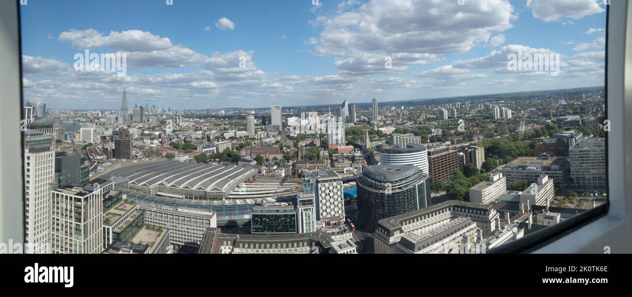 Panorama city view of London in bright sunshine seen from high above ...