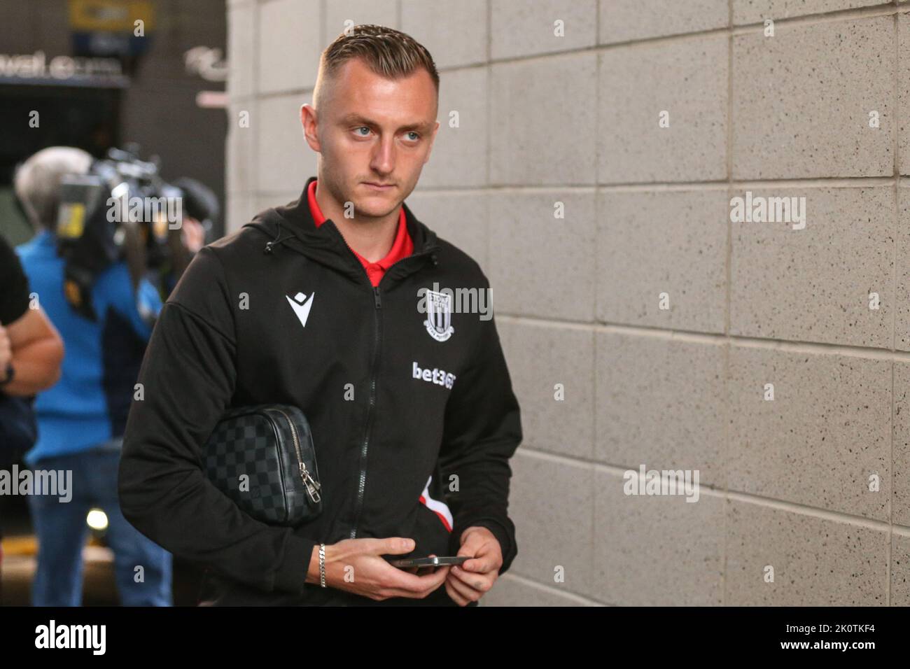 Ben Wilmot #16 of Stoke City arrives at the MKM Stadium, Hull before ...