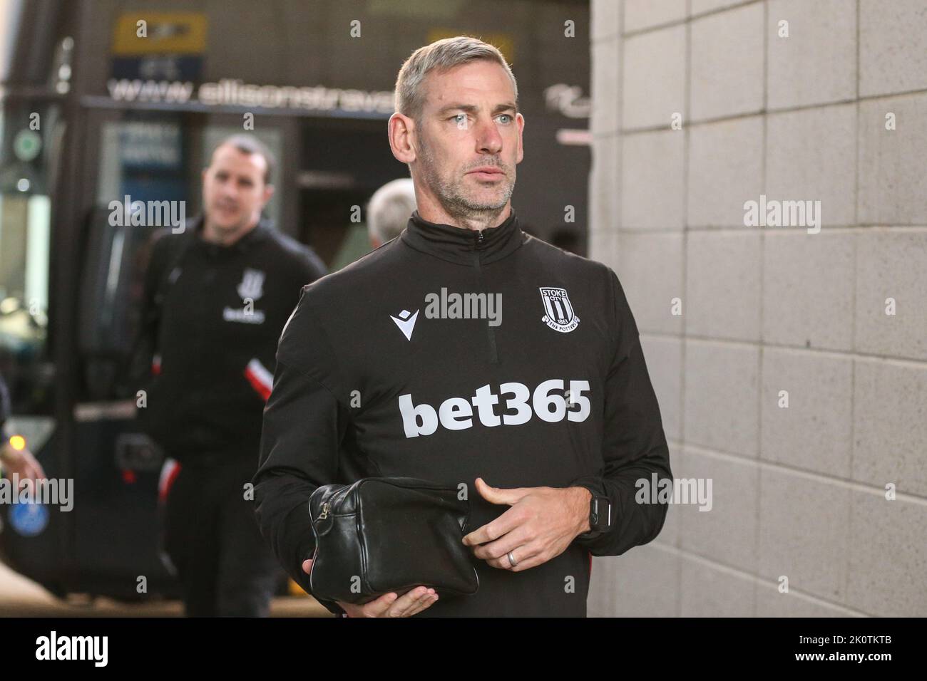 Rory Delay of Stoke City arrives at the MKM Stadium, Hull before the ...