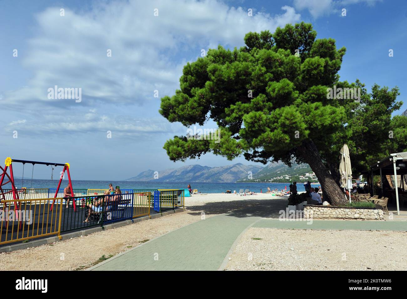 View towards the Adriatic Ocean and mountains of Dalmatia in Croatia ...