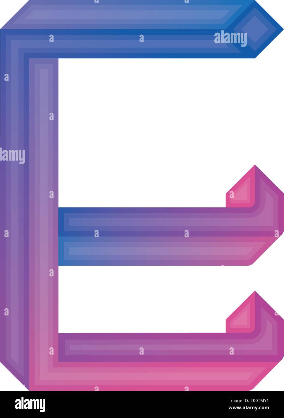 Isolated colored letter E with 3d effect Vector Stock Vector Image ...
