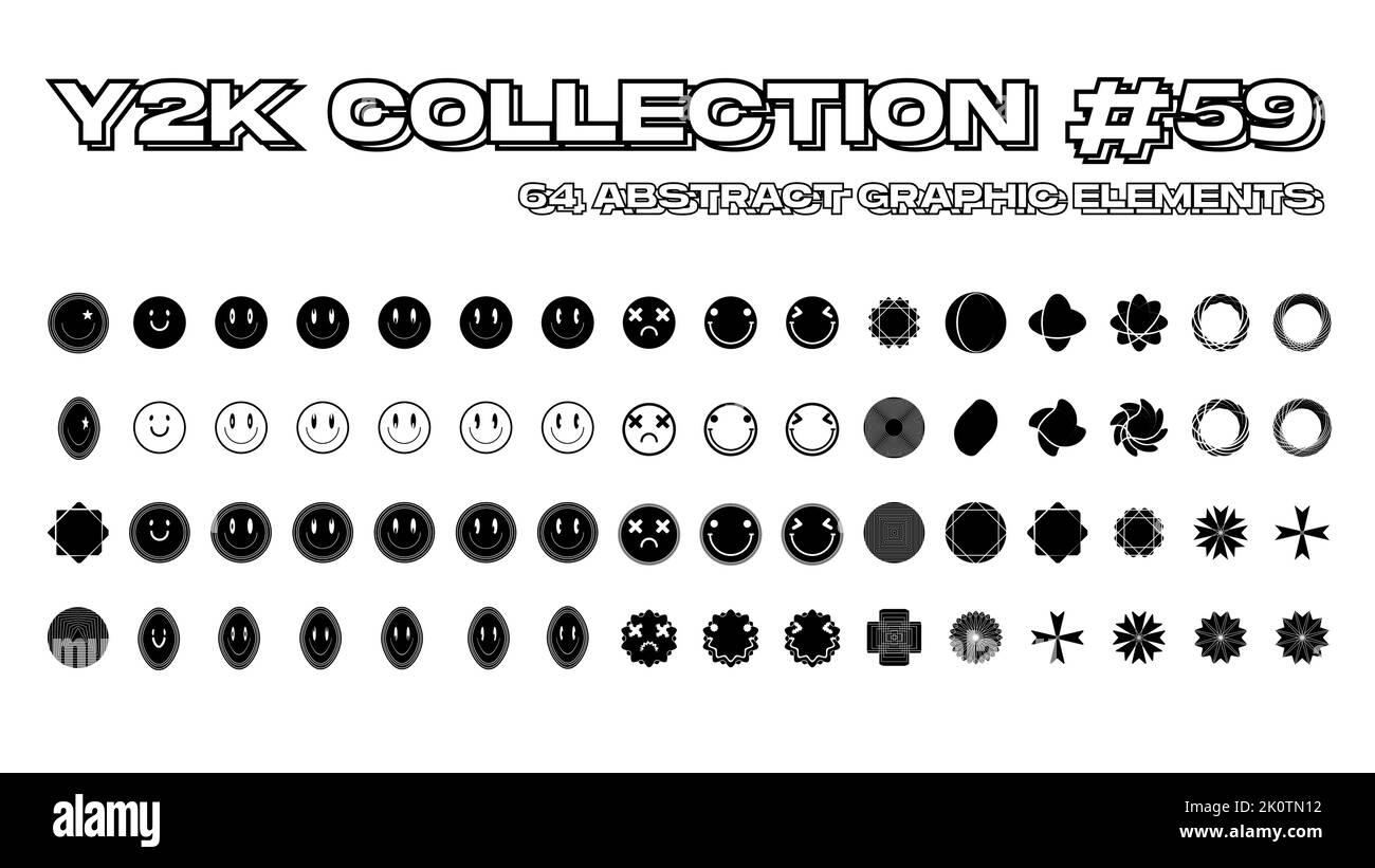 Vector set of minimalist brutalist design elements, futuristic shapes ...