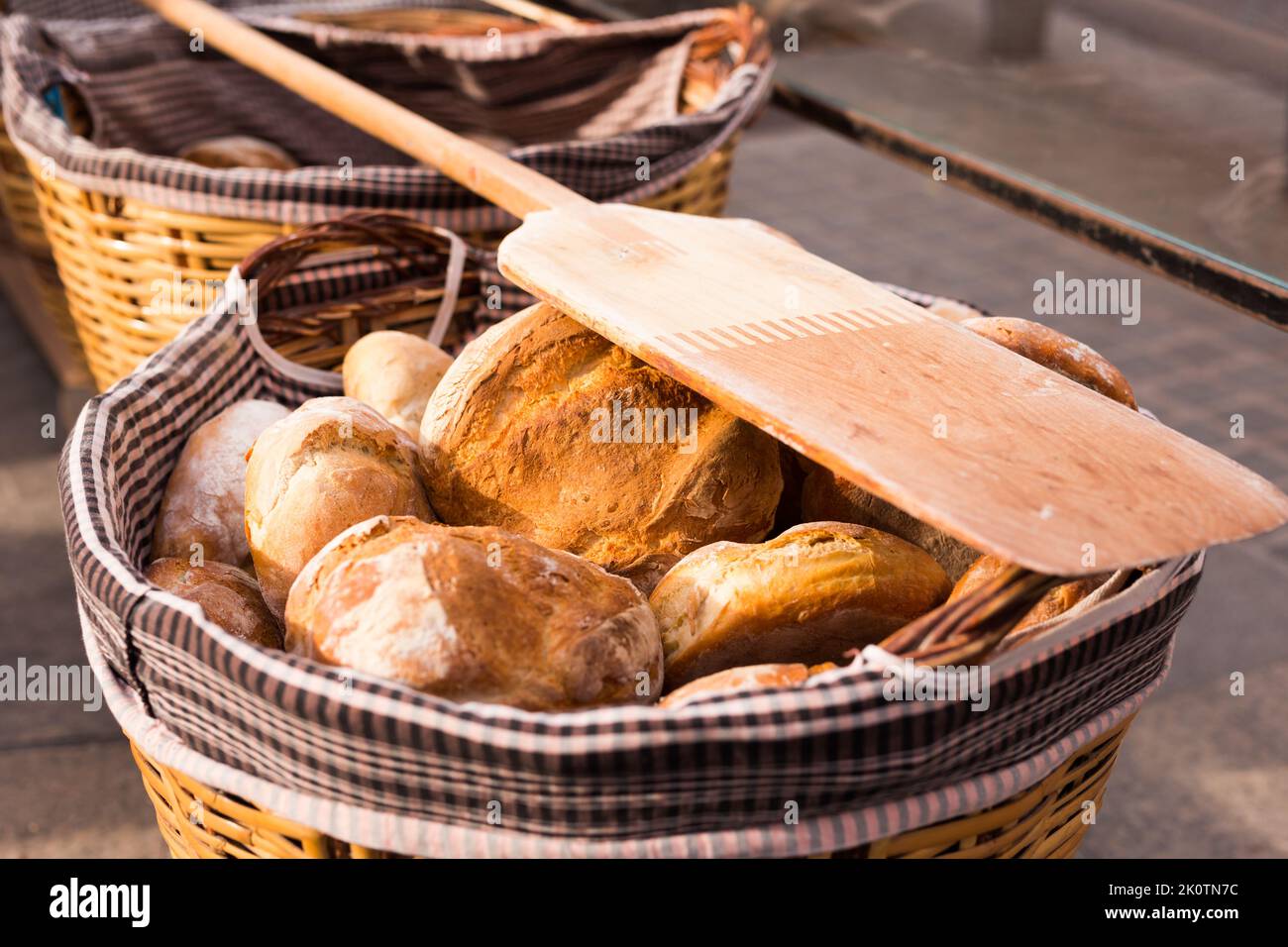 readymade rolls of freshly baked cereal bread in basket Stock Photo - Alamy