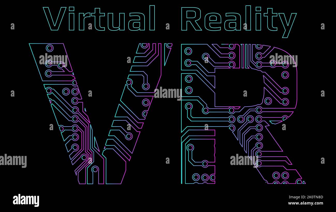 Colorful contours of letters VR abbreviation for Virtual Reality ...