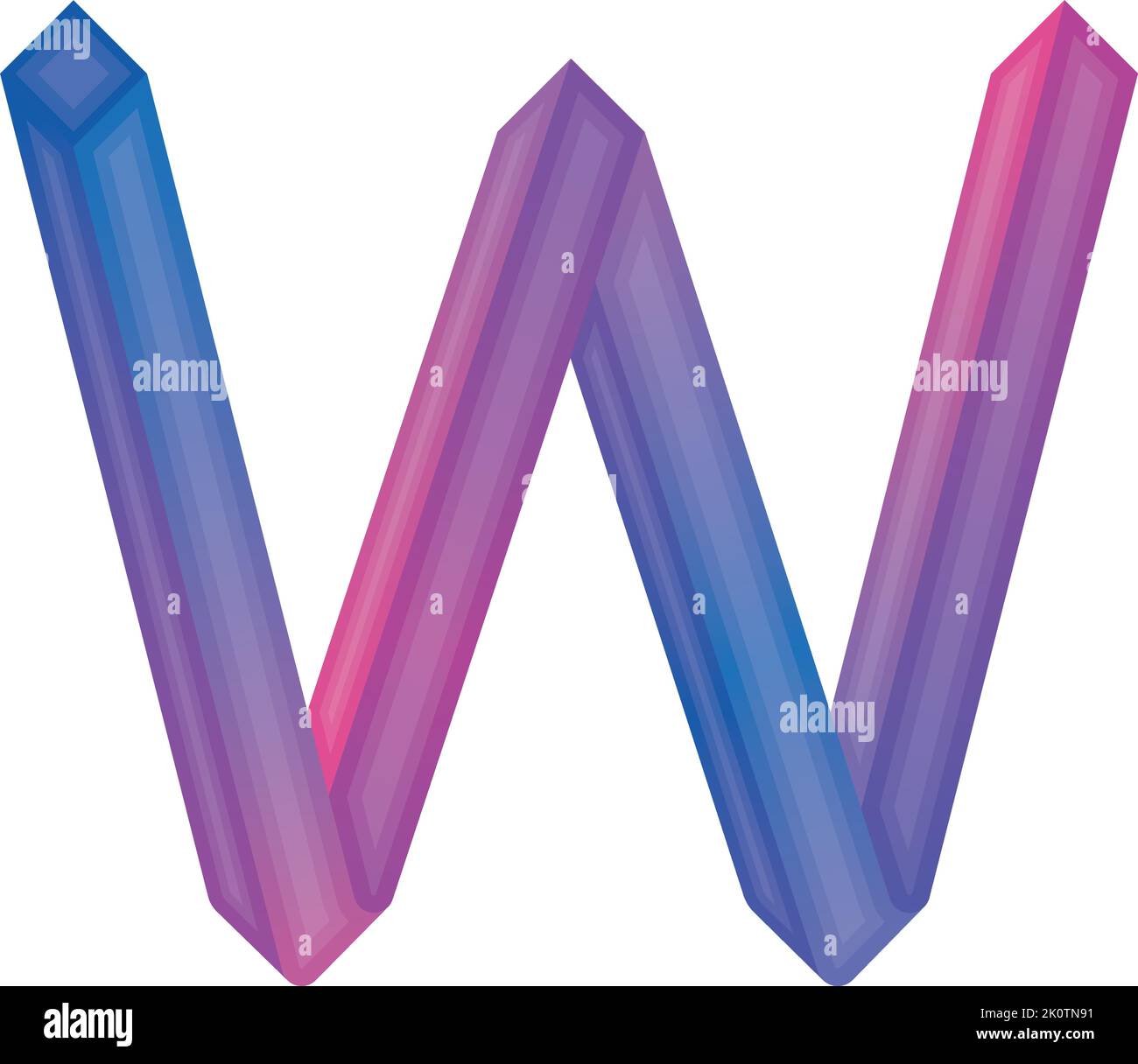 Isolated colored letter W with 3d effect Vector Stock Vector Image ...