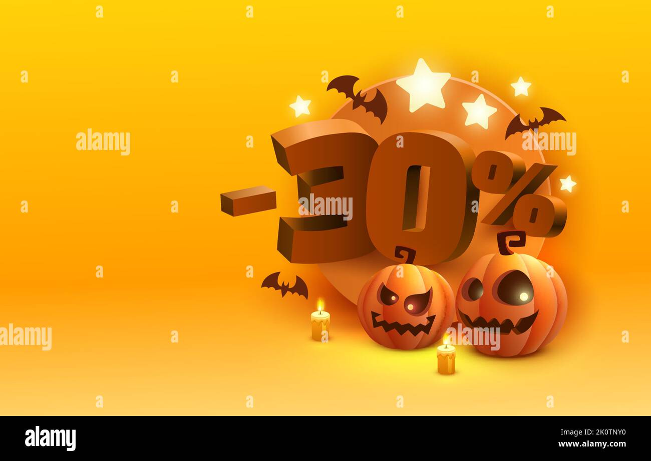 Halloween special 30 off sale banner, promotion flyer, marketing label ...