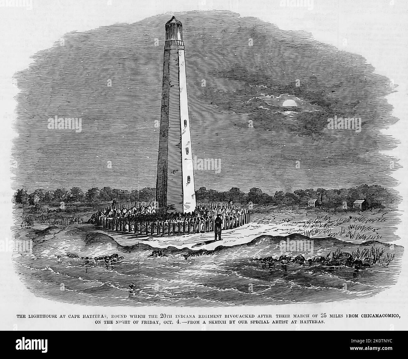 The Lighthouse at Cape Hatteras, round which the 20th Indiana Regiment ...