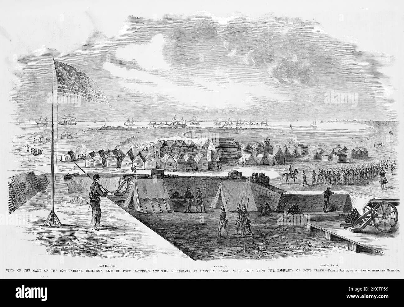 View of the camp of the 20th Indiana Regiment, also of Fort Hatteras ...