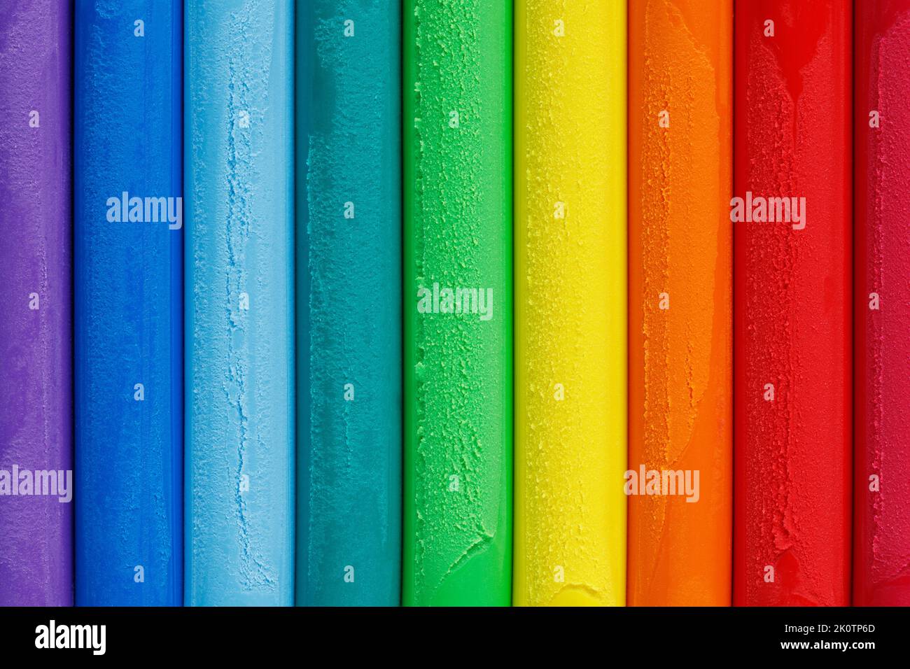 Rainbow colorful plasticine background. Top view of modeling clay ...