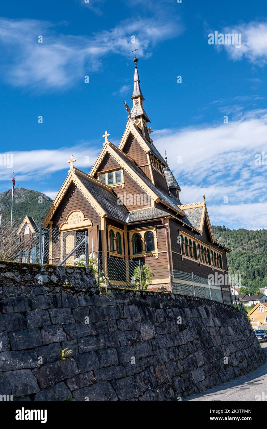 St Olafs Wooden Christian Church in Balestrand Norway Stock Photo - Alamy