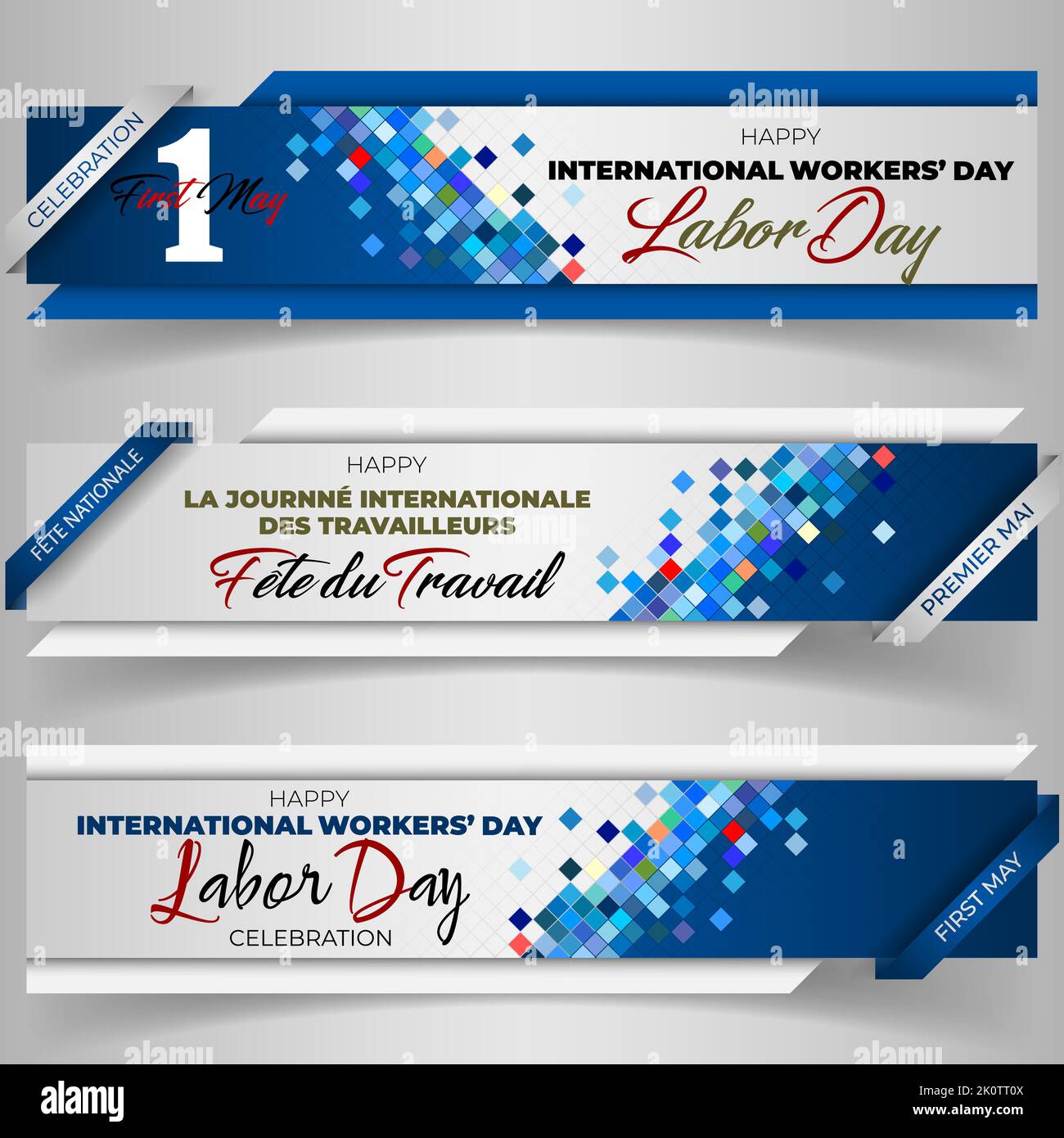 Creative web banners for international worker's day or the first of May ...