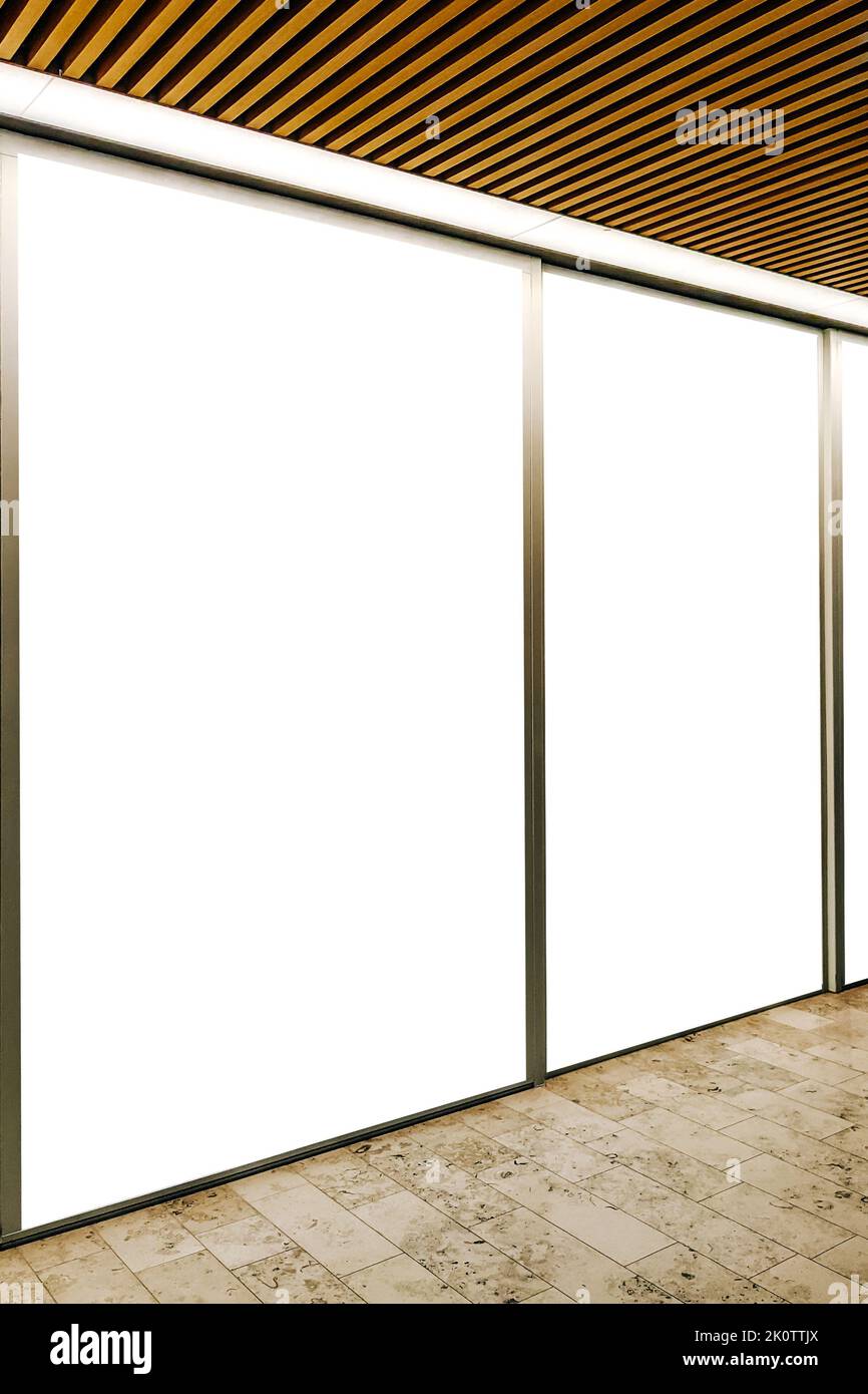 Mock up. Billboard banner, store showcase window inside the shopping ...