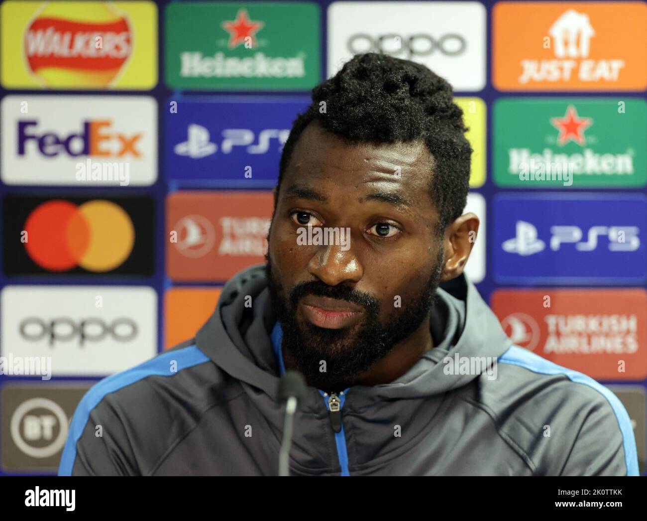 Napoli's Andre-Frank Zambo Anguissa during a press conference at Ibrox ...