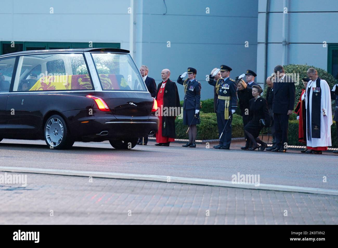 The Princess Royal curtsy as the coffin of Queen Elizabeth II is taken ...