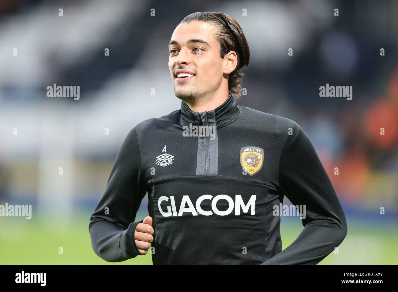 Jacob Greaves #4 of Hull City during the pre-game warmup before the Sky ...