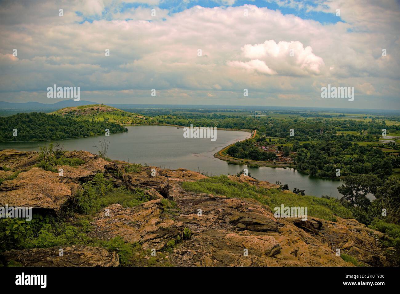 A panoramic hill viewpoint of Murguma lake in the west Bengal Stock ...