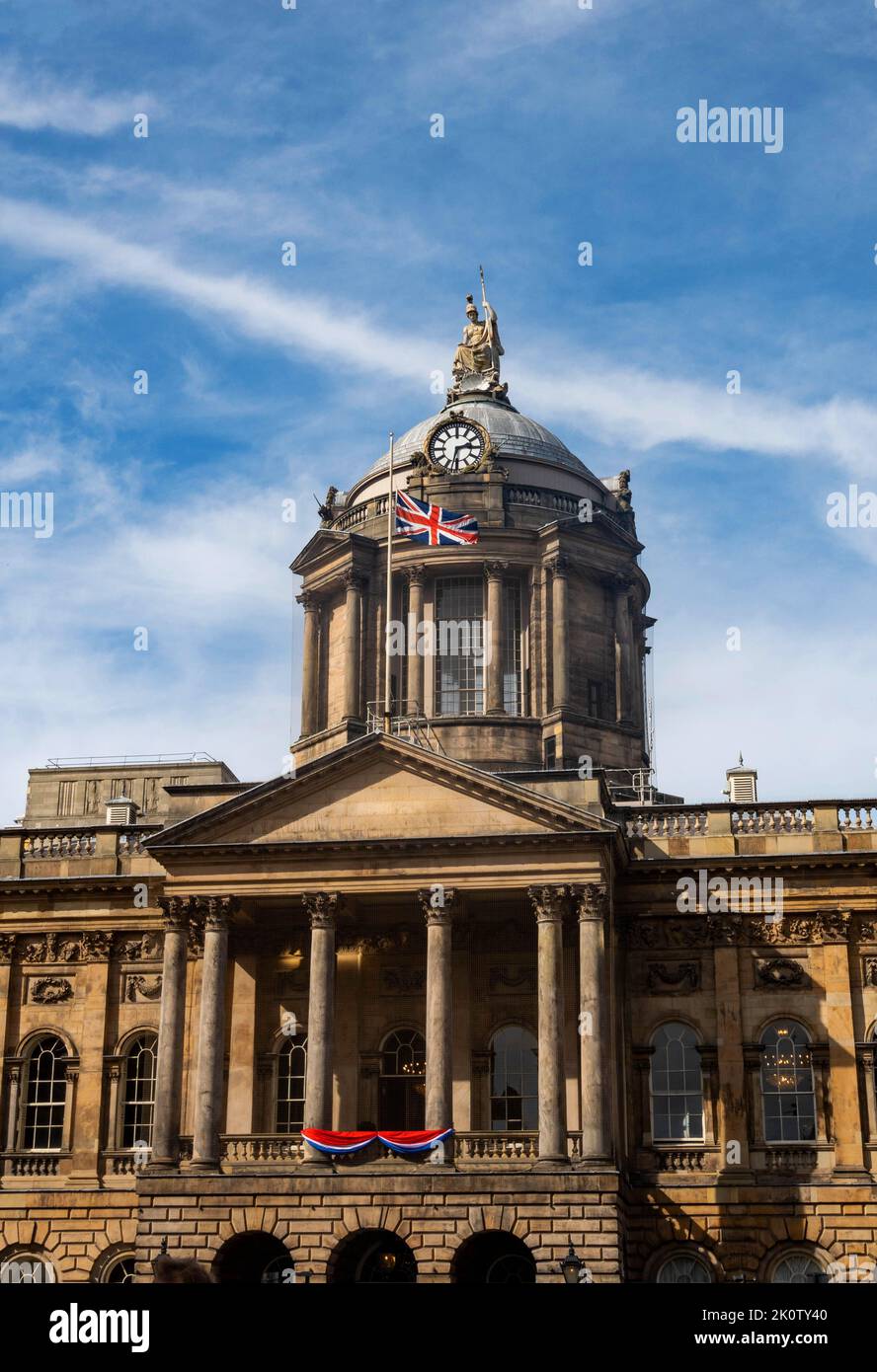 Union Jack flying half-mast on Liverpool Town Hall for Queen Elizabeth ...