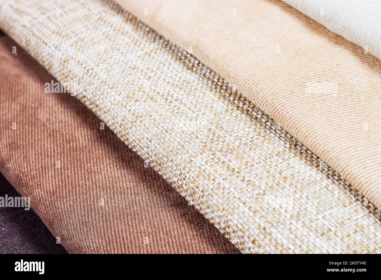 Multi color fabric texture samples. Shallow depth of field Stock Photo ...