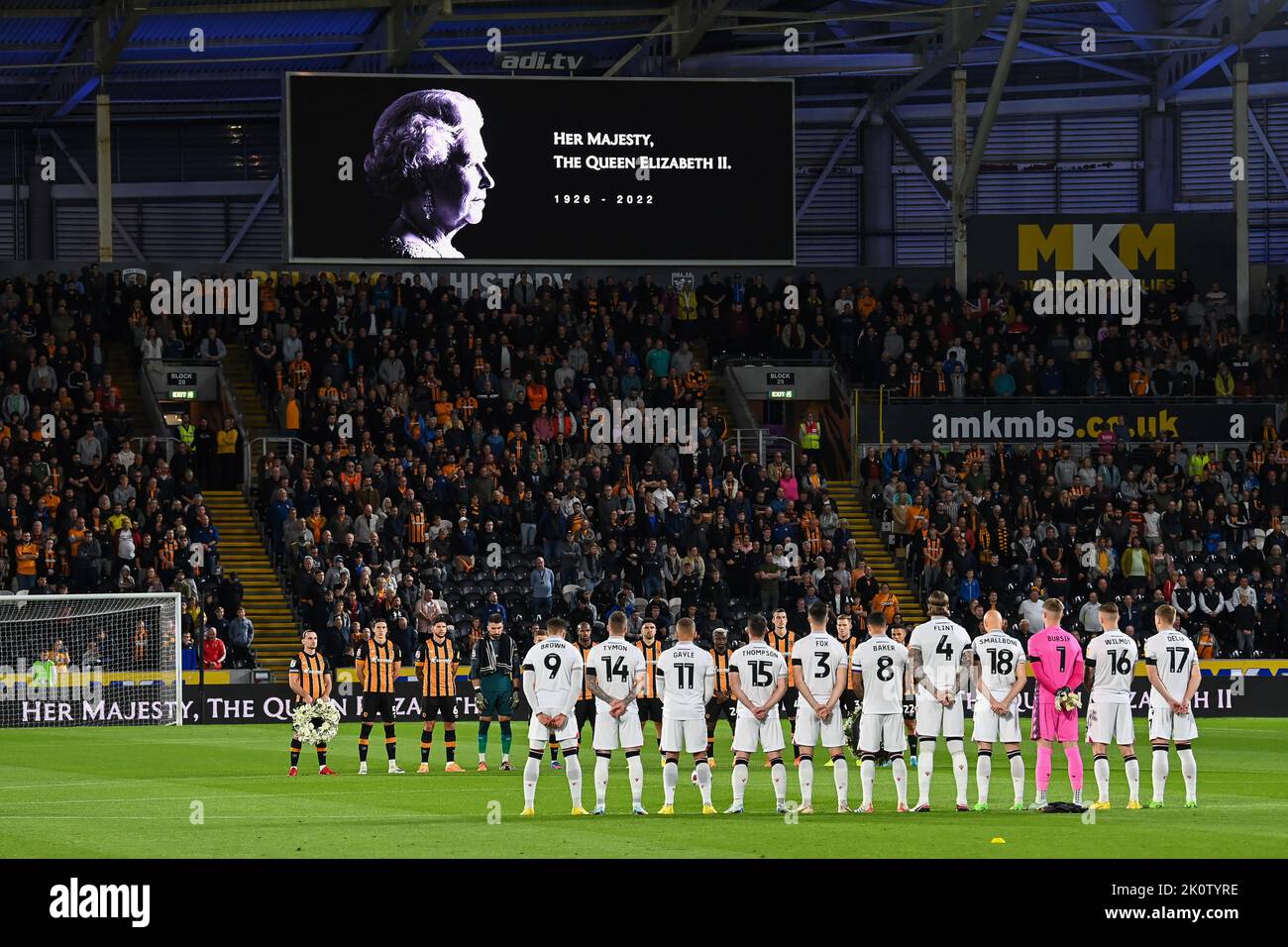 A minutes silence is held as a tribute to Her Majesty The Queen ...