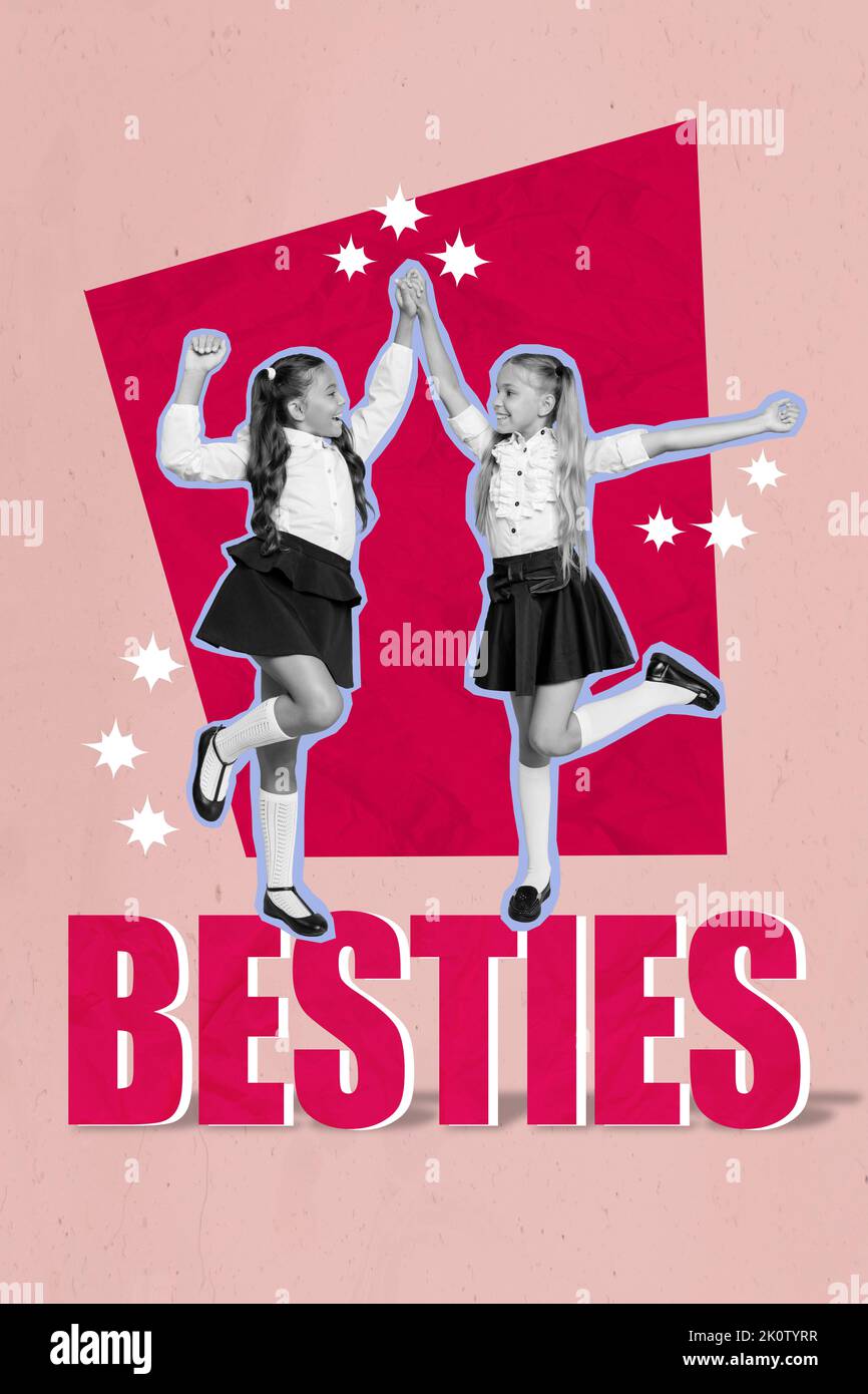 Creative 3d collage artwork poster postcard sketch of two happy ...