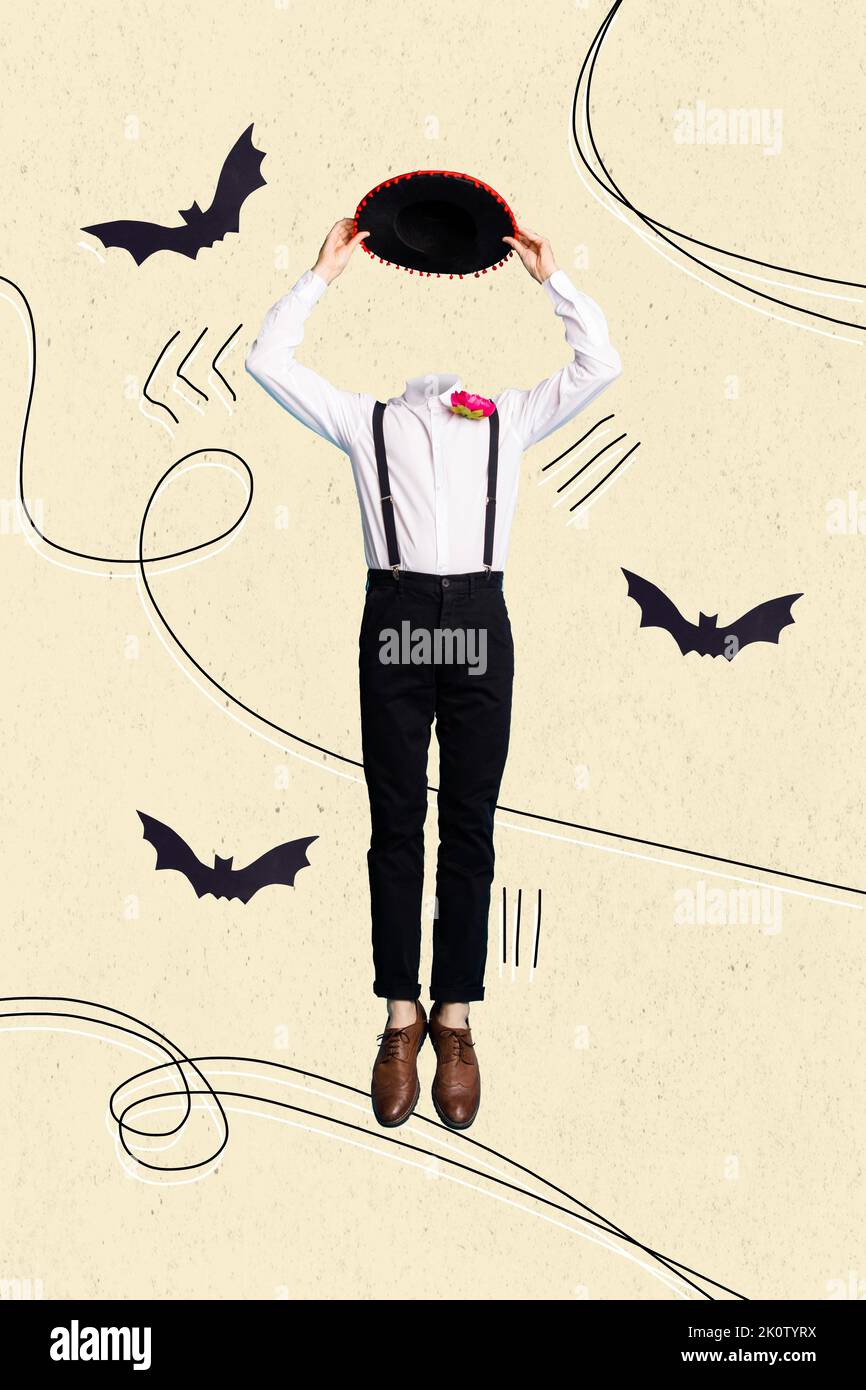 Creative 3d photo artwork graphics collage of flying mystical headless ...