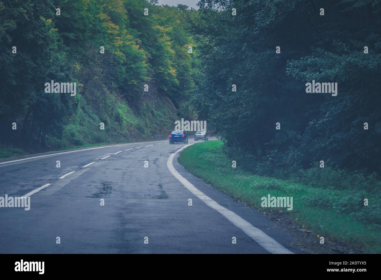 driving in wet road in rainy weather Stock Photo - Alamy