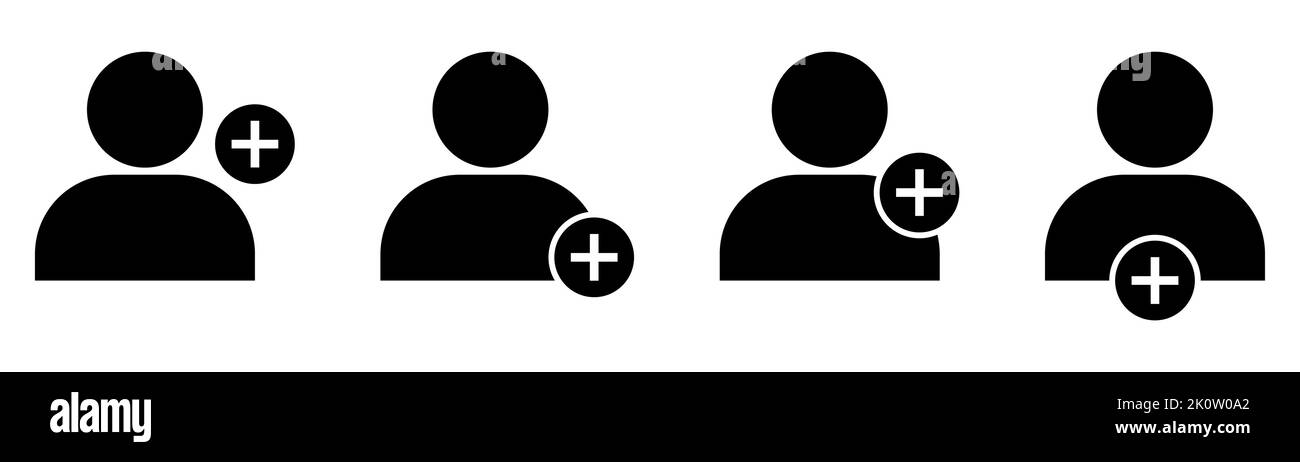 Set of add user icon. Person profile avatar with plus symbol. Vector ...