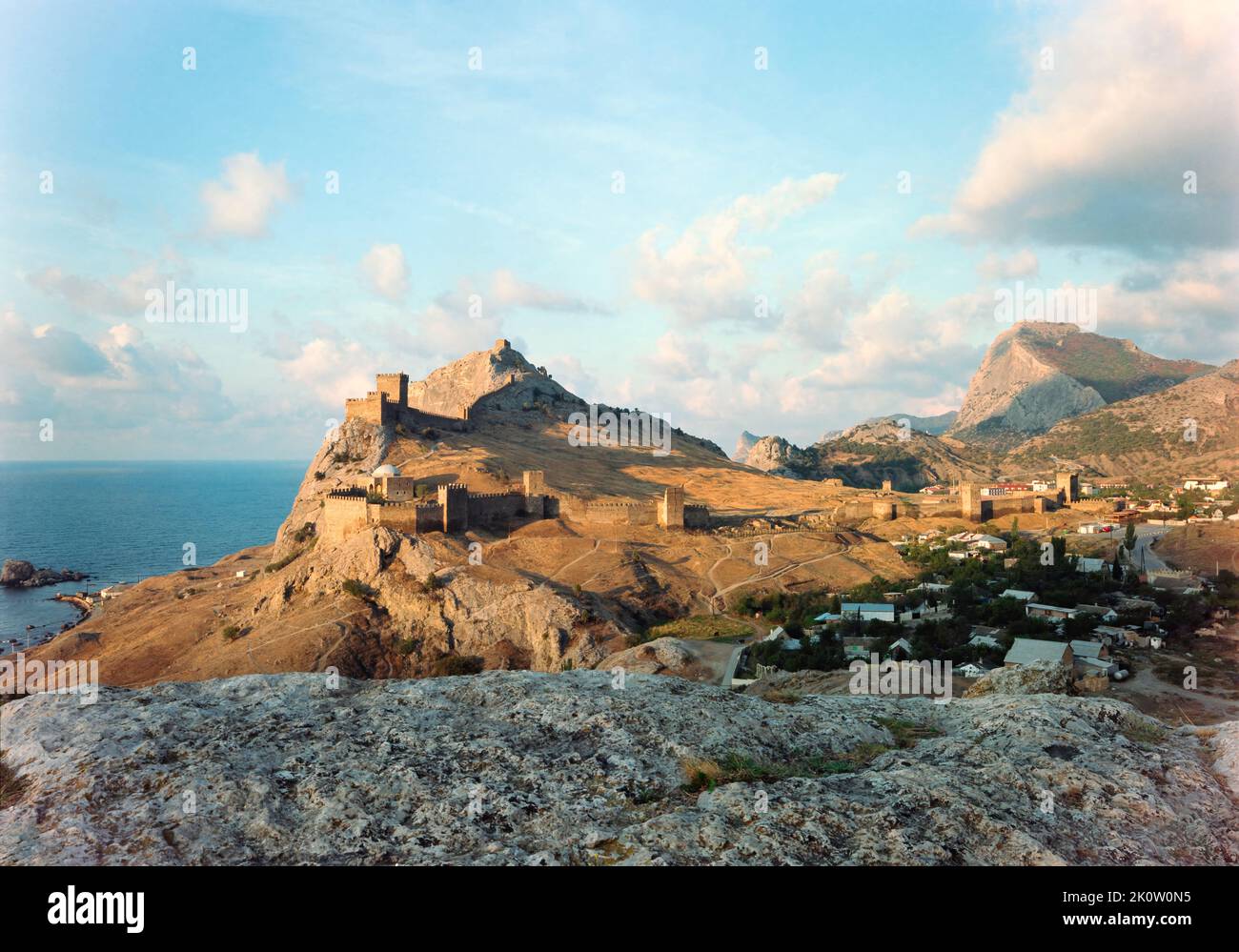 View of the city of Sudak and the Genoese fortress Stock Photo - Alamy