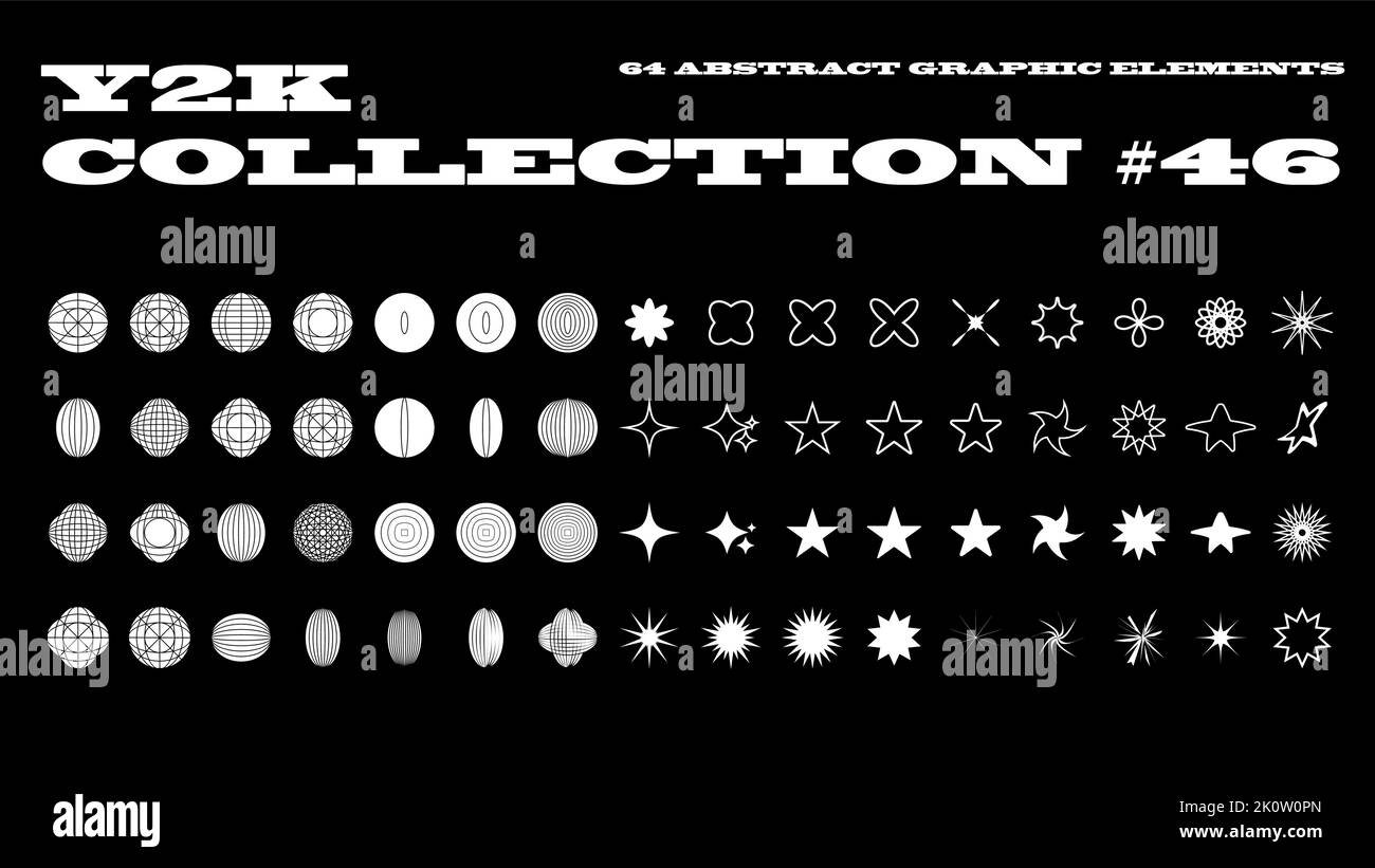 Vector set of Y2K stars, starburst and retro futuristic graphic ornaments Stock Vector Image ...