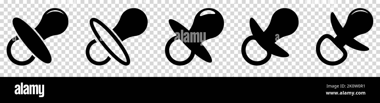 Baby pacifier icons. Vector illustration isolated on transparent ...